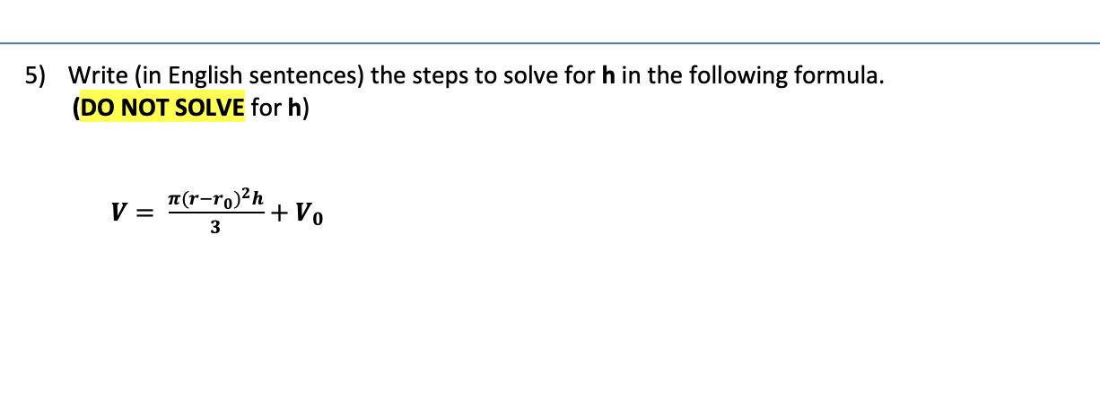 Solved Write (in English sentences) ﻿the steps to solve for | Chegg.com
