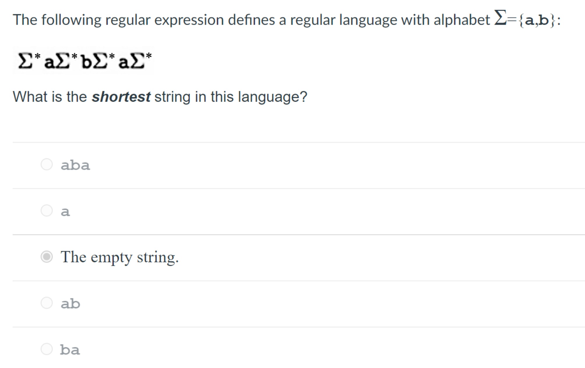 Solved The following regular expression defines a regular | Chegg.com