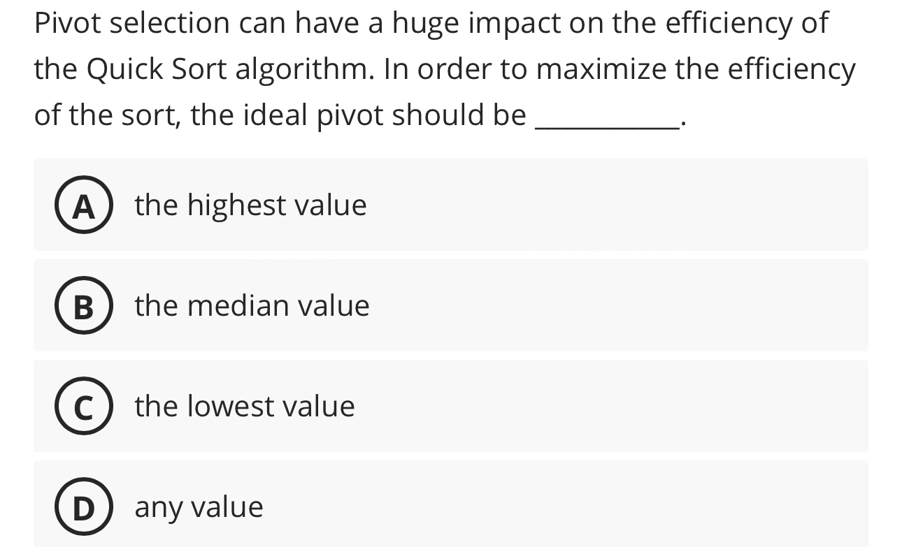 Solved Pivot selection can have a huge impact on the | Chegg.com