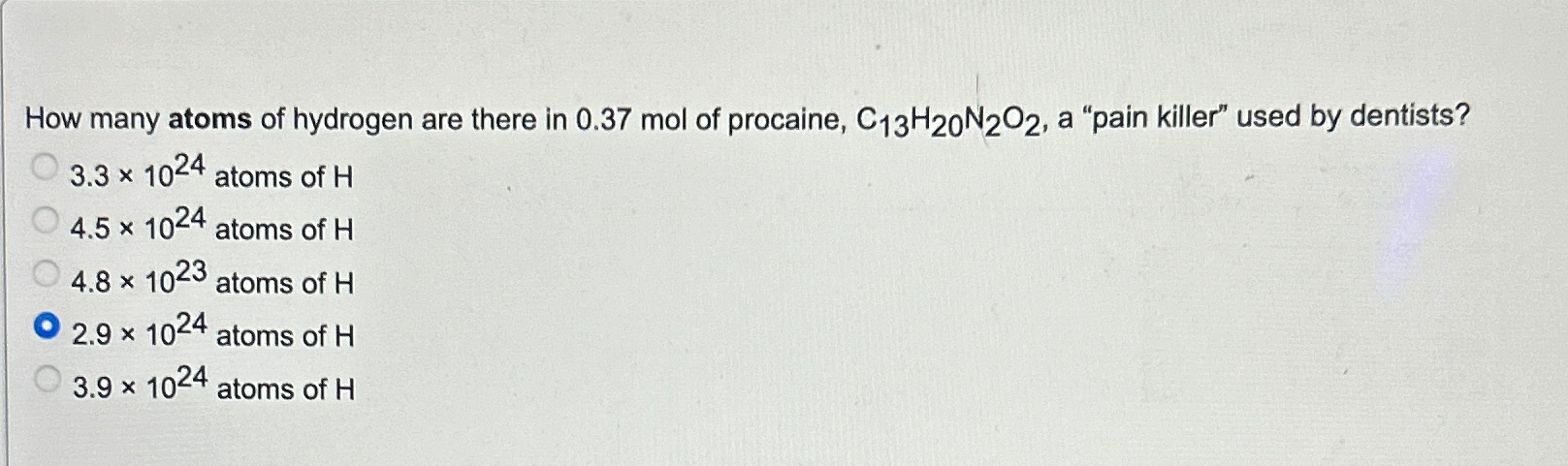 Solved How many atoms of hydrogen are there in 0.37 ﻿mol of | Chegg.com