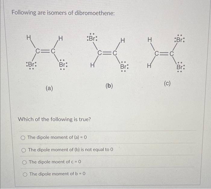 Solved Following are isomers of dibromoethene: (a) (b) (c) | Chegg.com