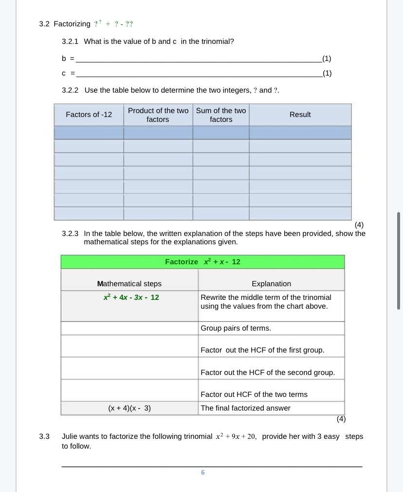 3.2 ﻿Factorizing ?? + ? ??3.2.1 ﻿What is the value of | Chegg.com