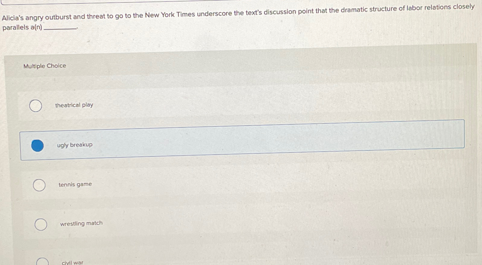 Solved Alicia's angry outburst and threat to go to the New | Chegg.com