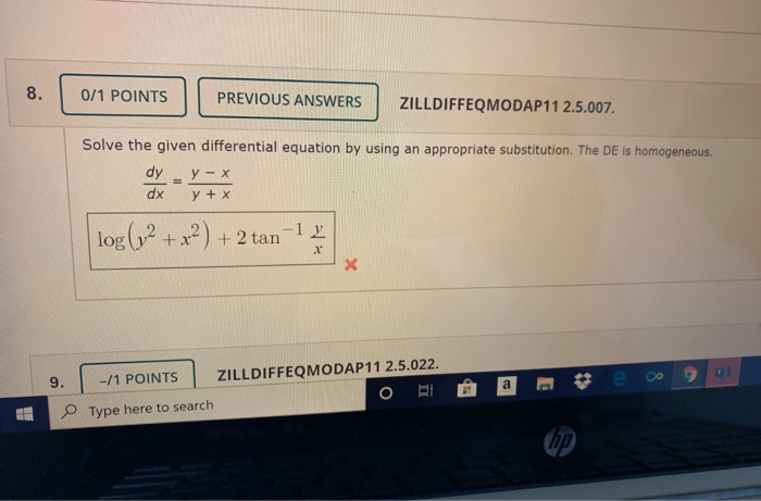 Solved 0/1 POINTS PREVIOUS ANSWERS ZILLDIFFEQMODAP11 | Chegg.com