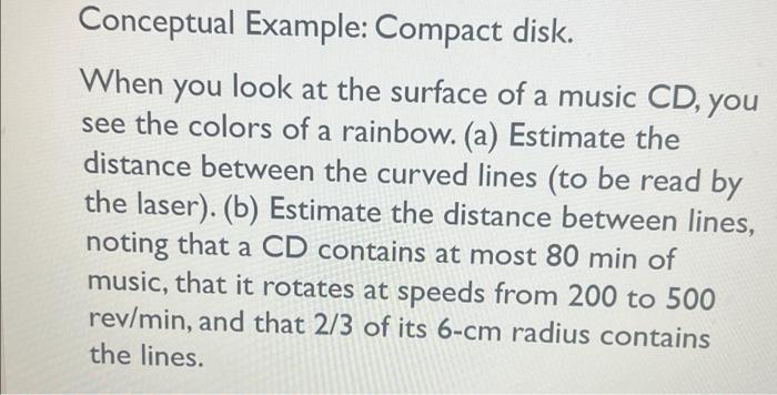 Conceptual Example: Compact disk. When you look at | Chegg.com
