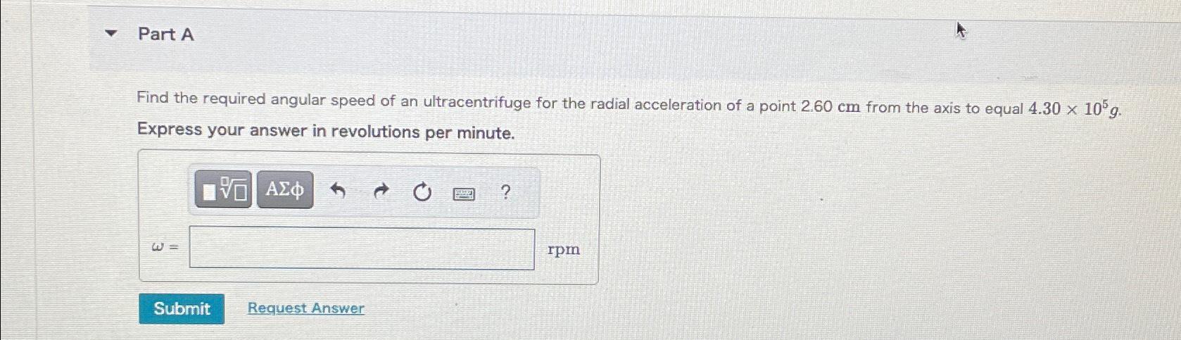 Solved Part AFind the required angular speed of an | Chegg.com Solved Part AFind the required angular speed of an | Chegg.com