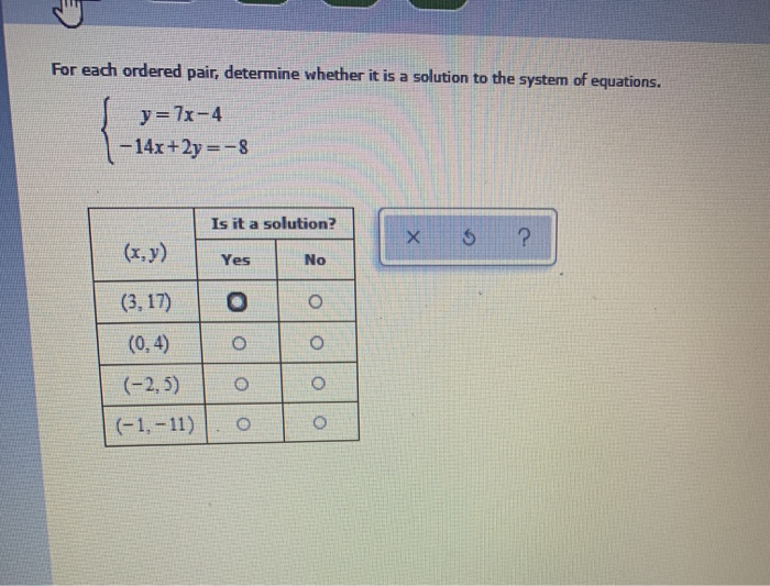 Solved For each ordered pair, determine whether it is a | Chegg.com