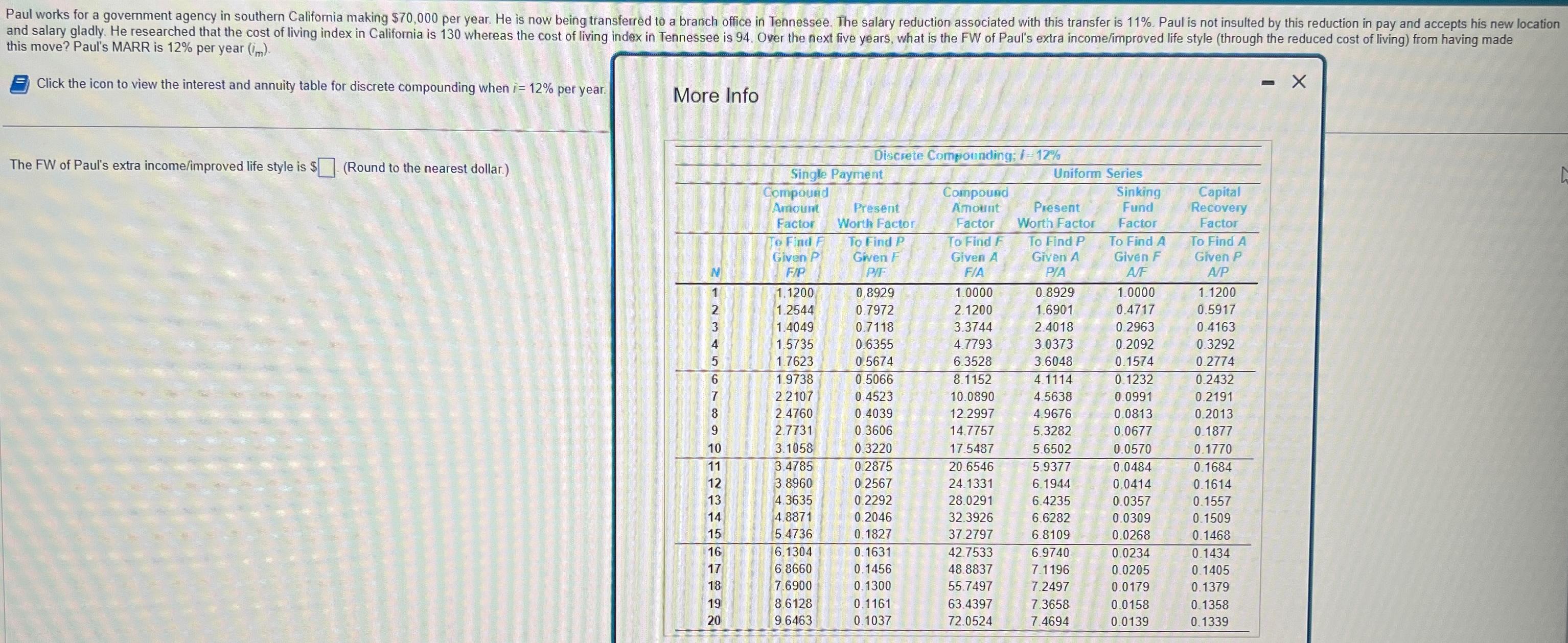 Solved this move? Paul's MARR is 12% ﻿per year (im).Click | Chegg.com