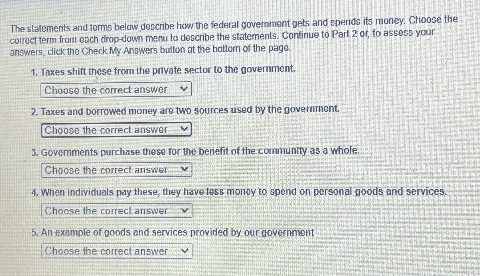 Solved The statements and terms below describe how the | Chegg.com
