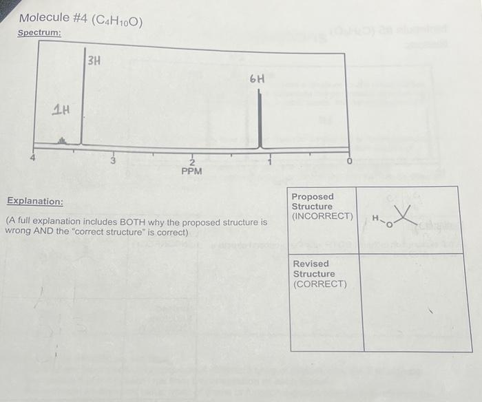 Solved Molecule \#4 (C4H10O) Spectrum: Explanation: (A full | Chegg.com