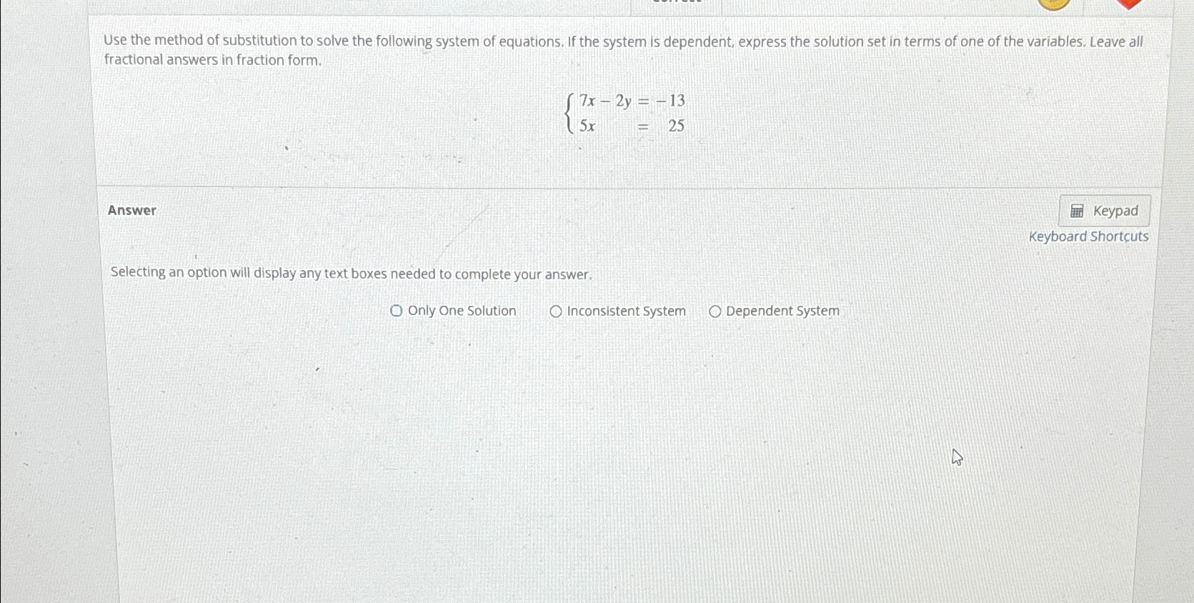Solved Use the method of substitution to solve the following | Chegg.com