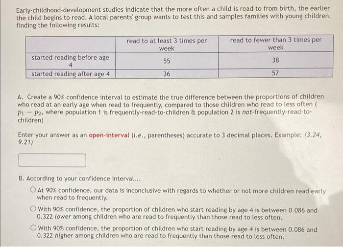 Solved Early-childhood-development studies indicate that the | Chegg.com