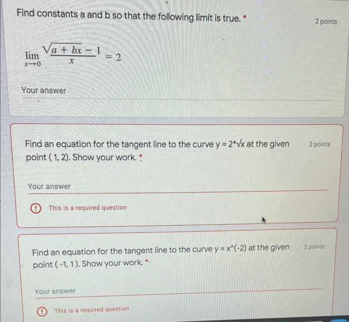Solved Find constants a and b so that the following limit is | Chegg.com