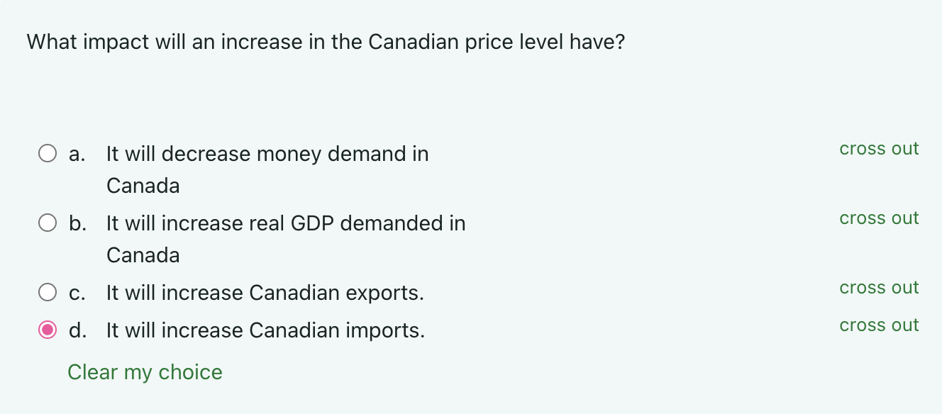 Solved What impact will an increase in the Canadian price | Chegg.com