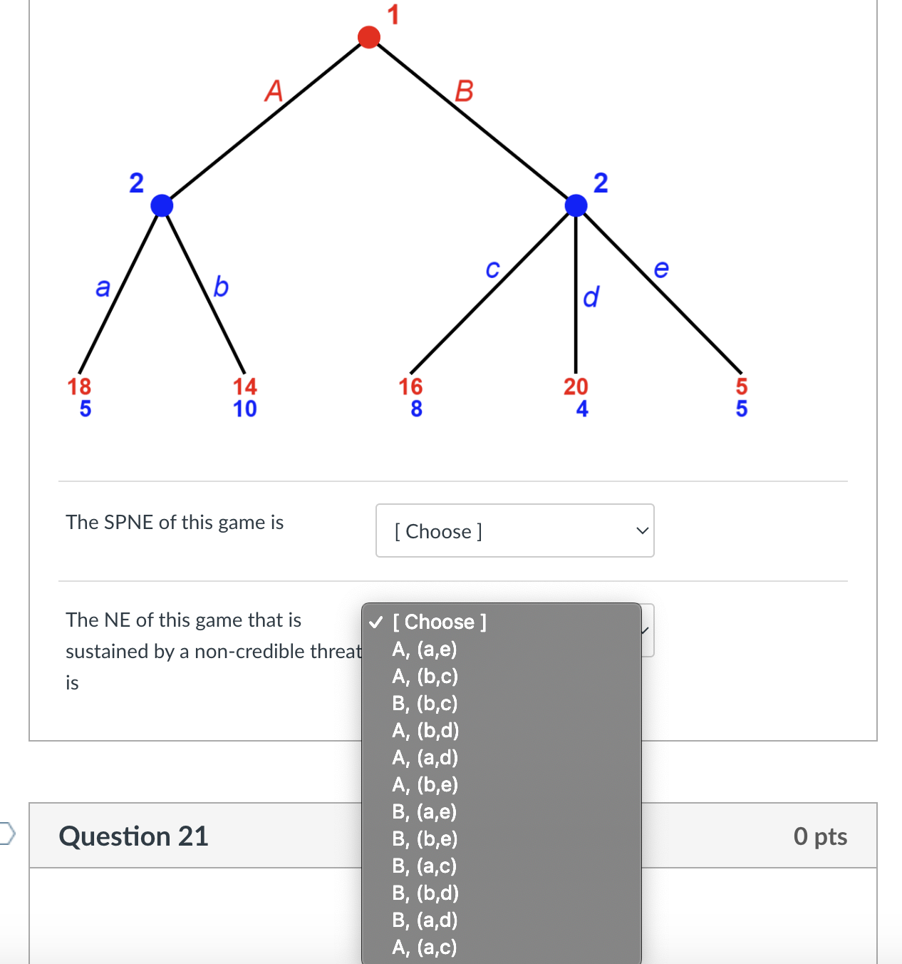 Solved Consider the following game:The SPNE of this game | Chegg.com