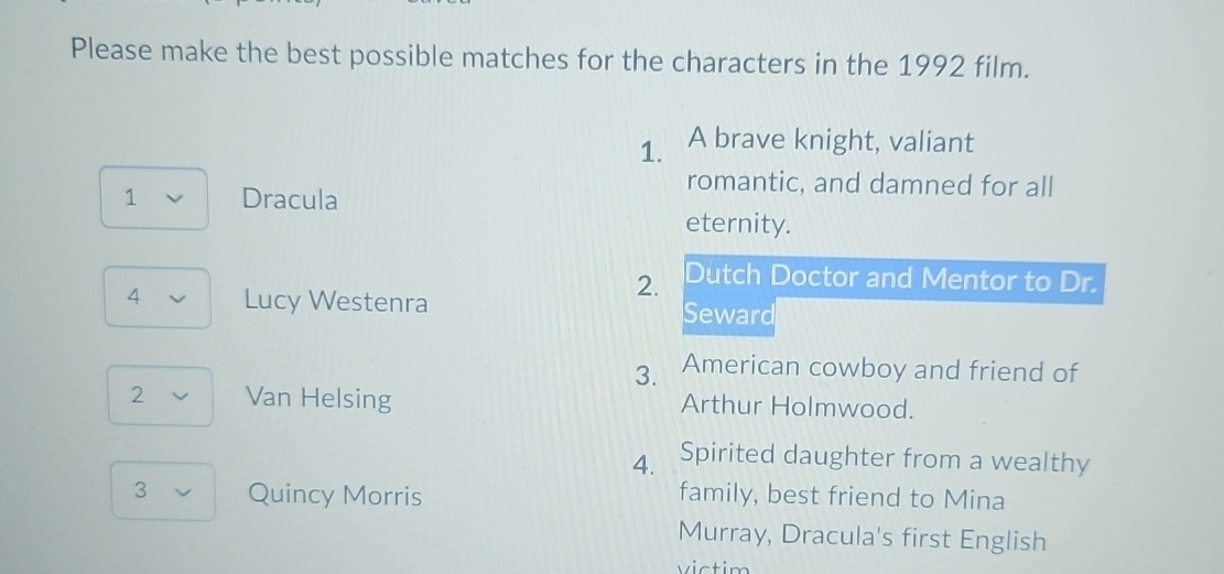 Solved Please make the best possible matches for the | Chegg.com