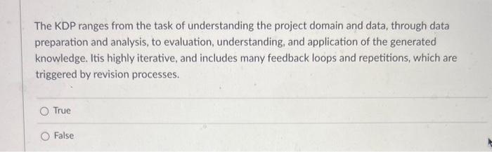 Solved The KDP ranges from the task of understanding the | Chegg.com