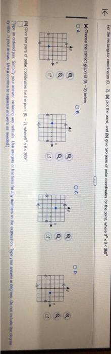 Solved 1← For the rectangular coordinates (0,−2). (a) plot | Chegg.com