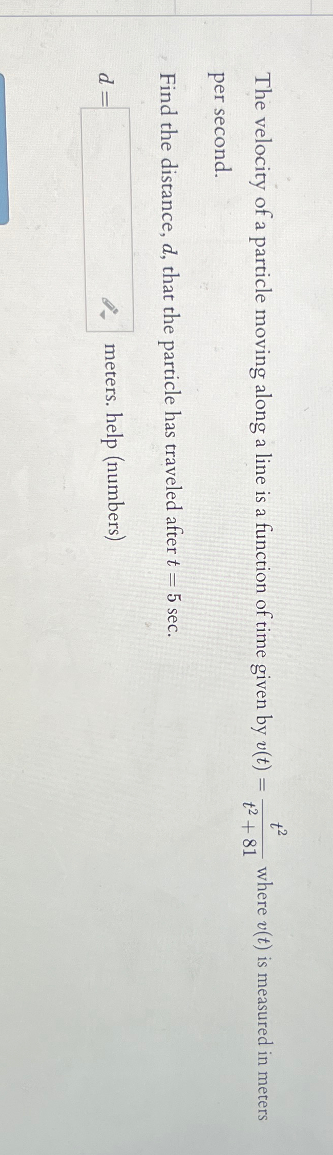 Solved The velocity of a particle moving along a line is a | Chegg.com