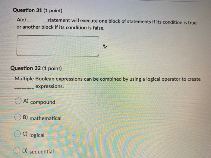 Solved Question 31 1 Point A N Statement Will Execute One 