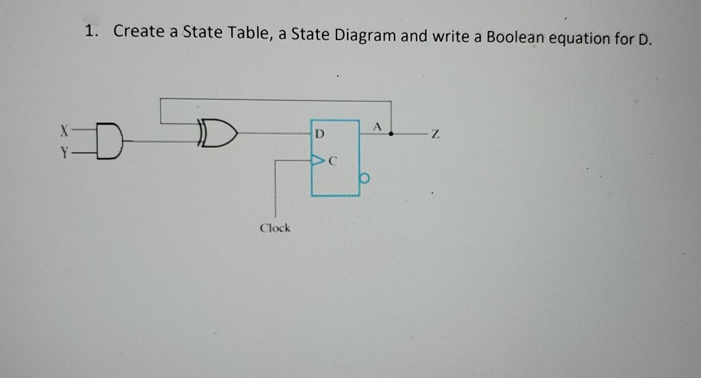 Solved 1. Create a State Table, a State Diagram and write a | Chegg.com