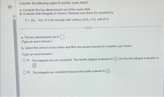 Solved Consider the following region R and the vector field | Chegg.com
