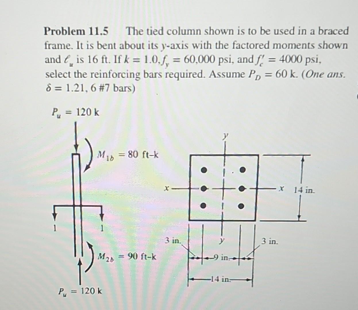 Solved Problem 11.5 The tied column shown is to be used in a | Chegg.com