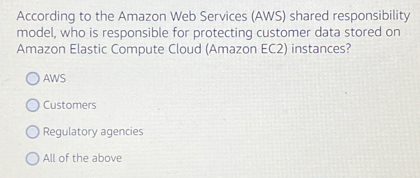 Solved According to the Amazon Web Services (AWS) ﻿shared | Chegg.com