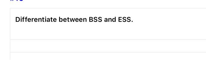 Solved Differentiate between BSS and ESS. | Chegg.com