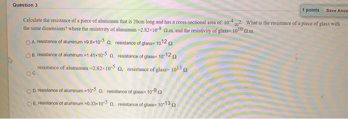 Solved Question 3 1 points Save Answ Calculate the | Chegg.com