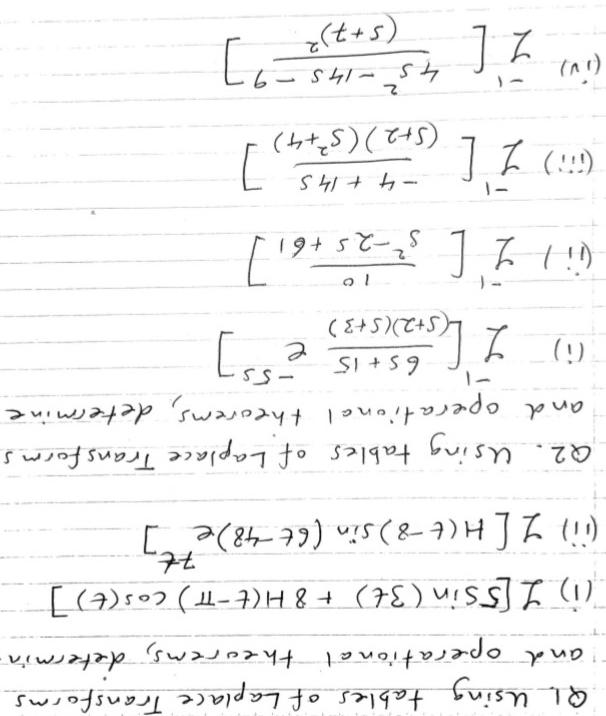 Solved and Q. Using tables of Laplace Transforms operational | Chegg.com