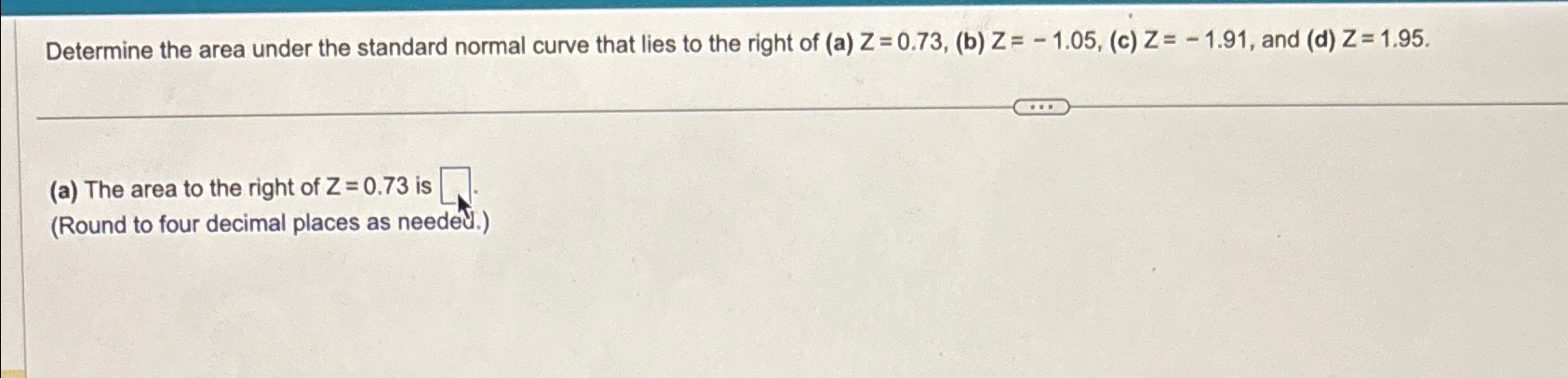 Solved Determine the area under the standard normal curve | Chegg.com