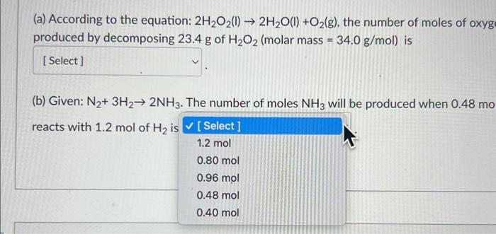 (a) According to the equation: 2H2O2(l)→2H2O(l)+O2( | Chegg.com