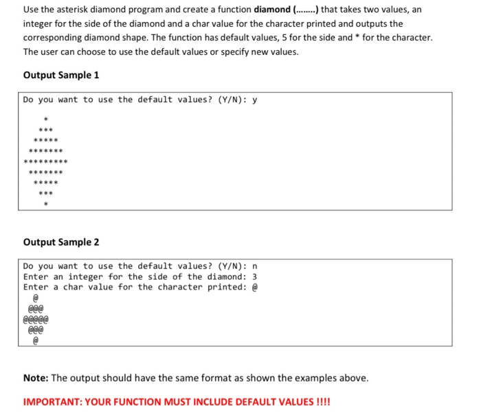 Solved Use the asterisk diamond program and create a | Chegg.com