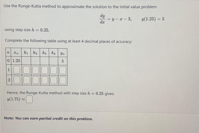 Solved Use the Runge-Kutta method to approximate the | Chegg.com