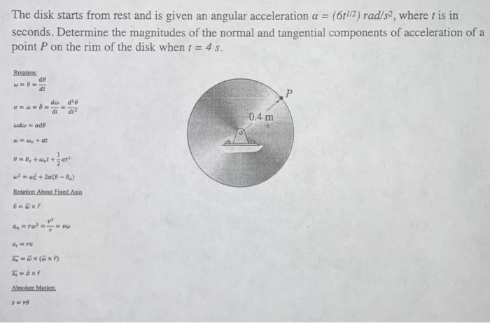 Solved The disk starts from rest and is given an angular | Chegg.com