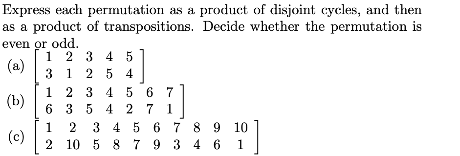 Solved Express each permutation as a product of disjoint | Chegg.com