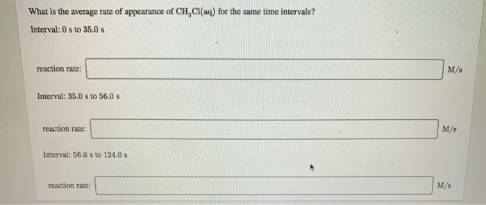 Solved What is the average rate of appearance of CH, | Chegg.com