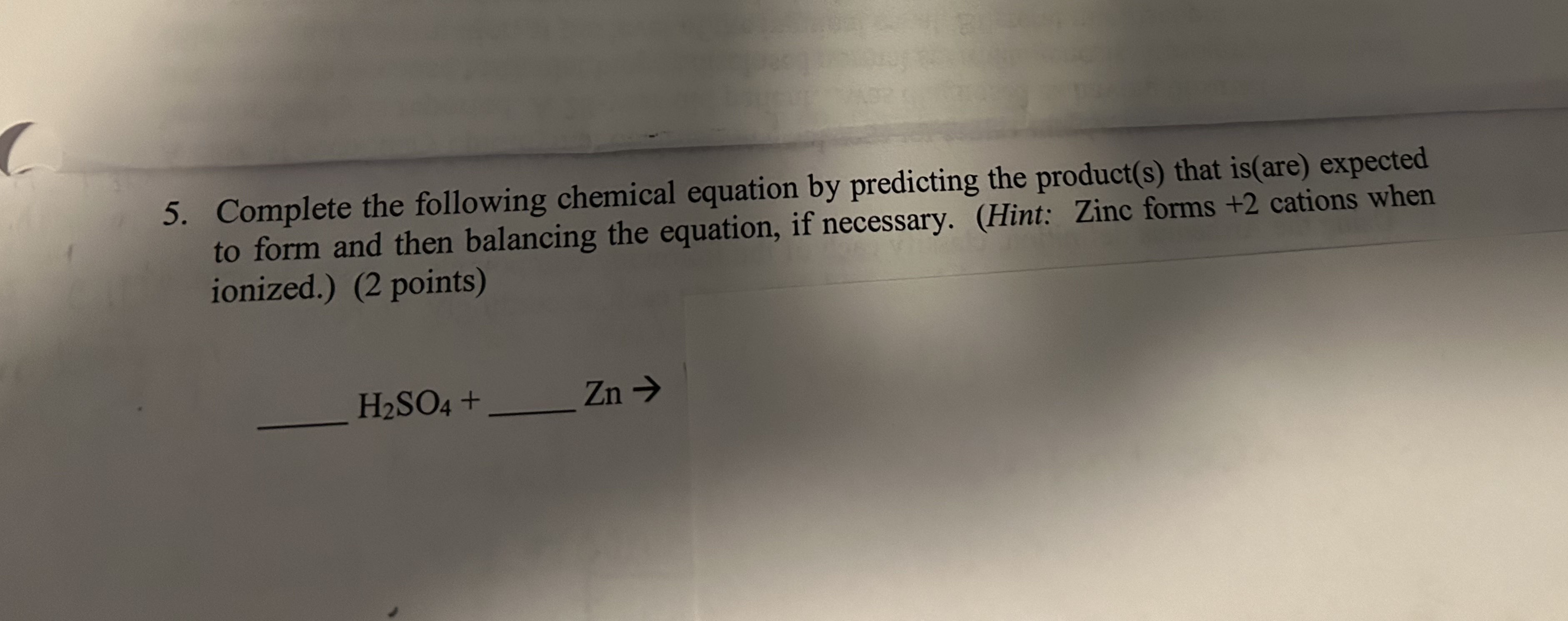Solved Complete the following chemical equation by | Chegg.com