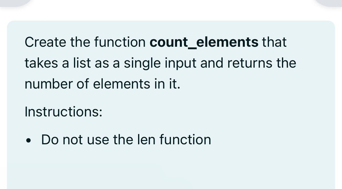 Solved Create the function count_elements that takes a list | Chegg.com