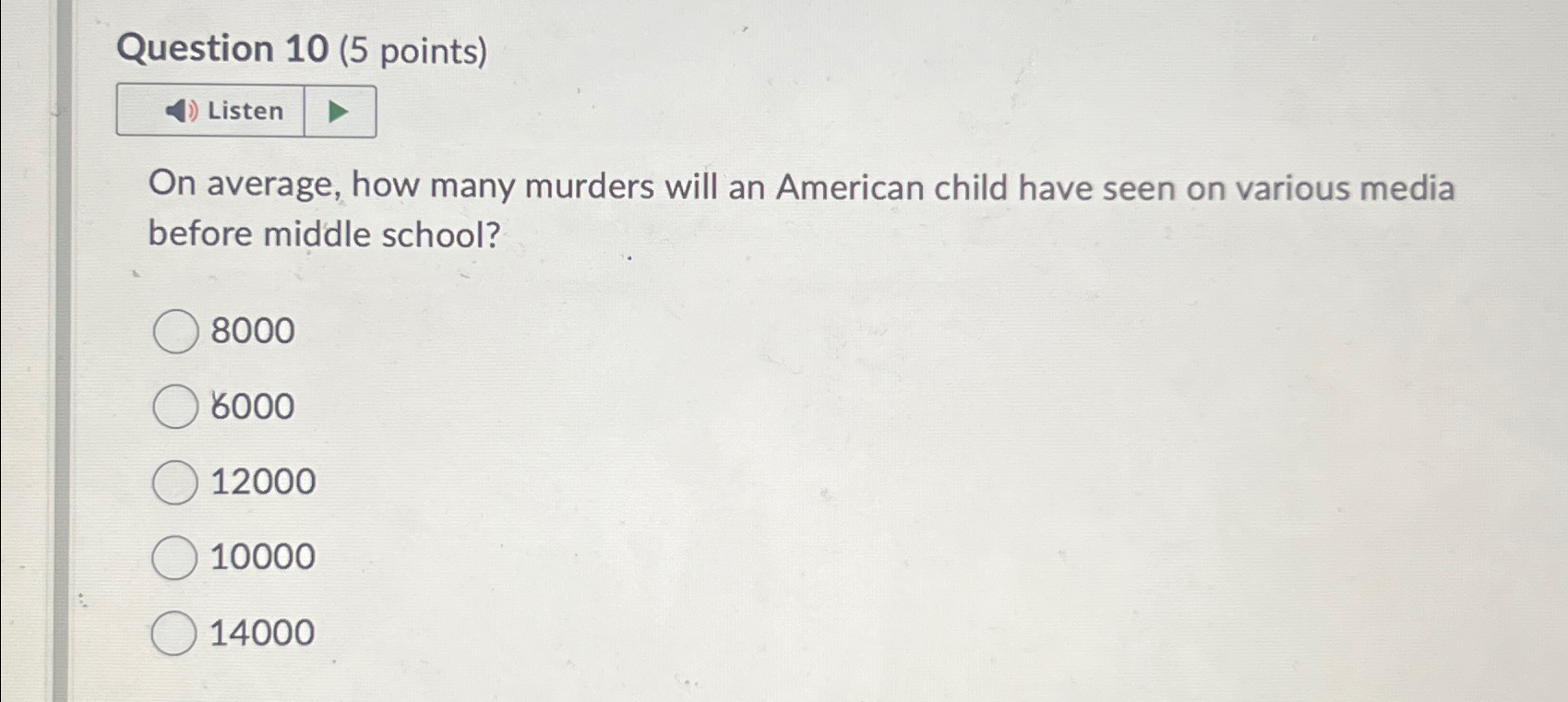 Solved Question 10 (5 points)ListenOn average, how many | Chegg.com Solved Question 10 (5 points)ListenOn average, how many | Chegg.com