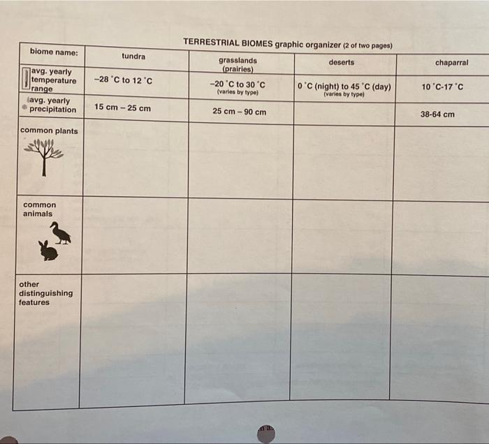 Solved blome name: tundra TERRESTRIAL BIOMES graphic | Chegg.com
