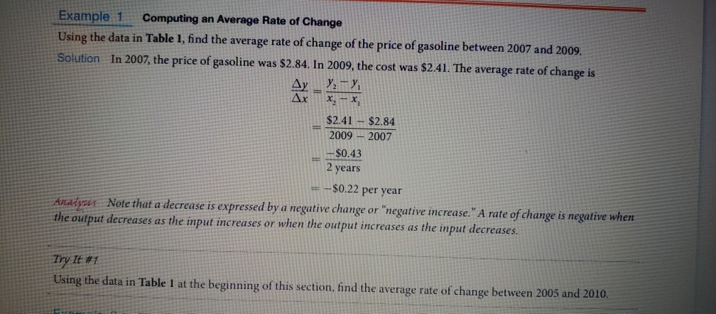 Solved Example 1 Computing an Average Rate of Change Using | Chegg.com