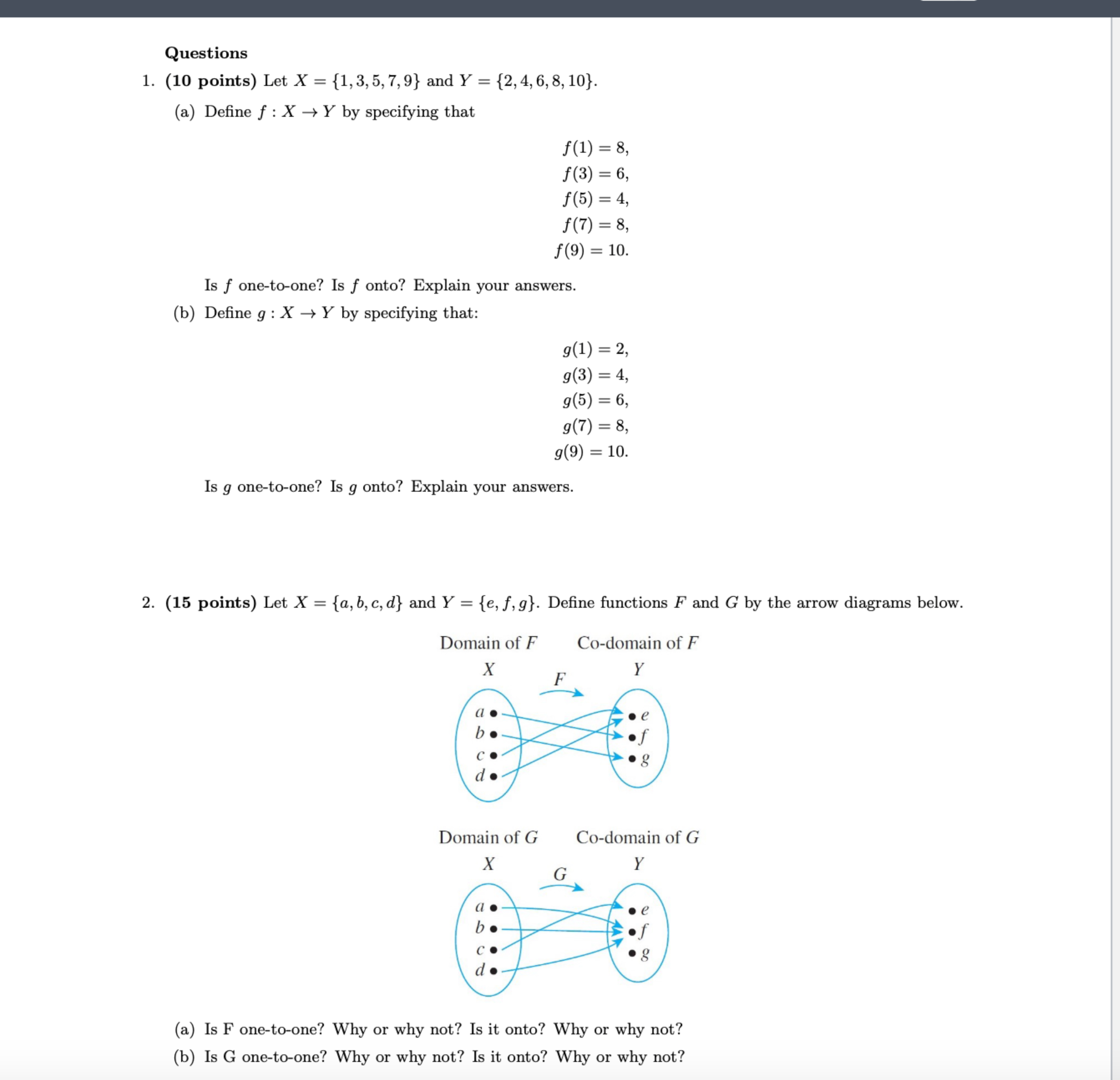 Solved Questions(10 ﻿points) ﻿Let x={1,3,5,7,9} ﻿and | Chegg.com