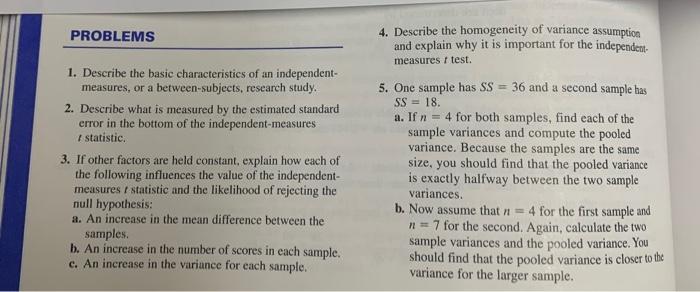Solved PROBLEMS 4. Describe the homogeneity of variance | Chegg.com