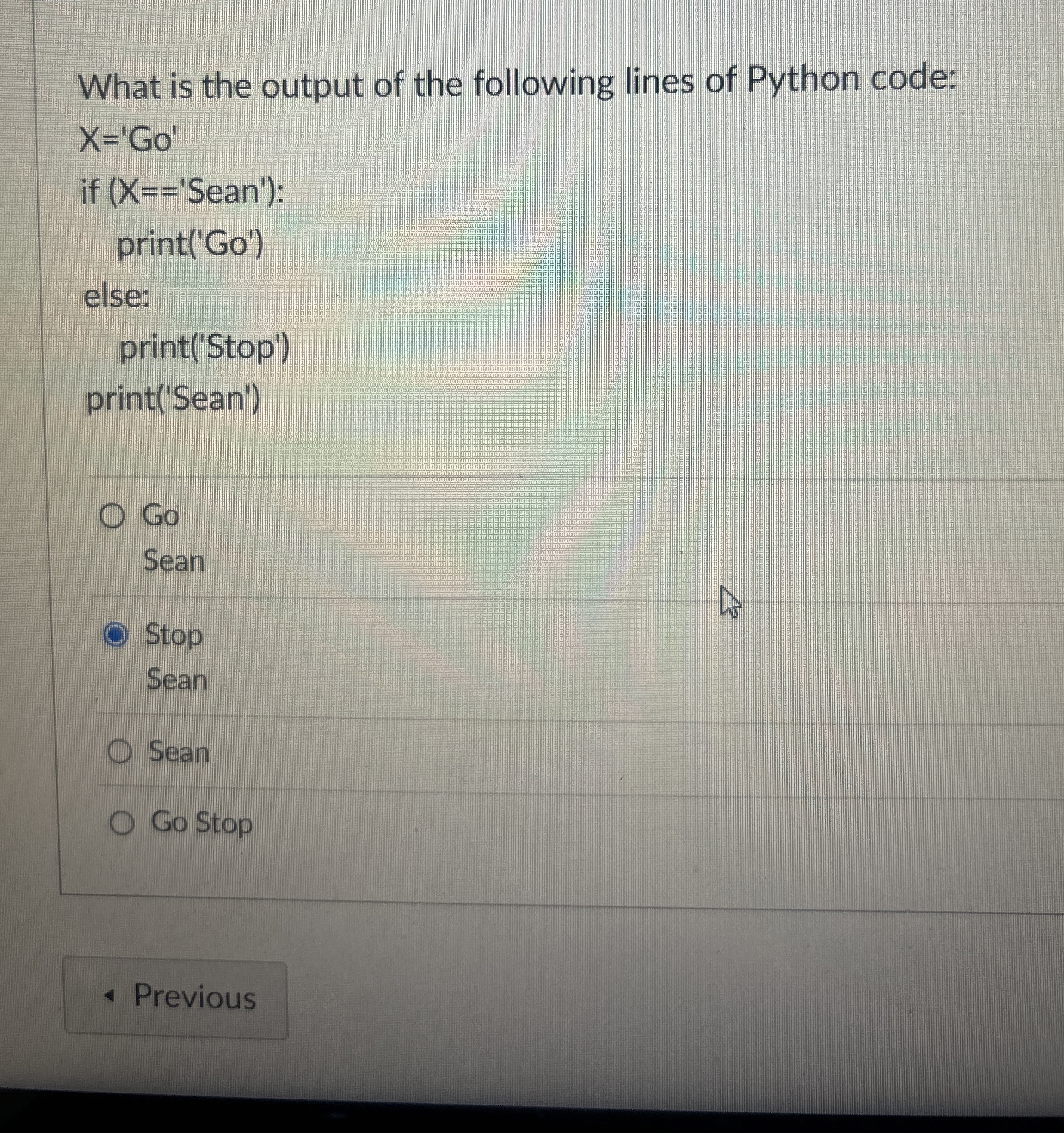 Solved What is the output of the following lines of Python | Chegg.com