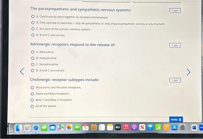 Solved The parasympathetic and sympathetic nervous systems: | Chegg.com