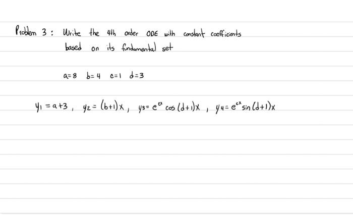 Solved Problem 3: Write the 4th Order ODE with constant | Chegg.com