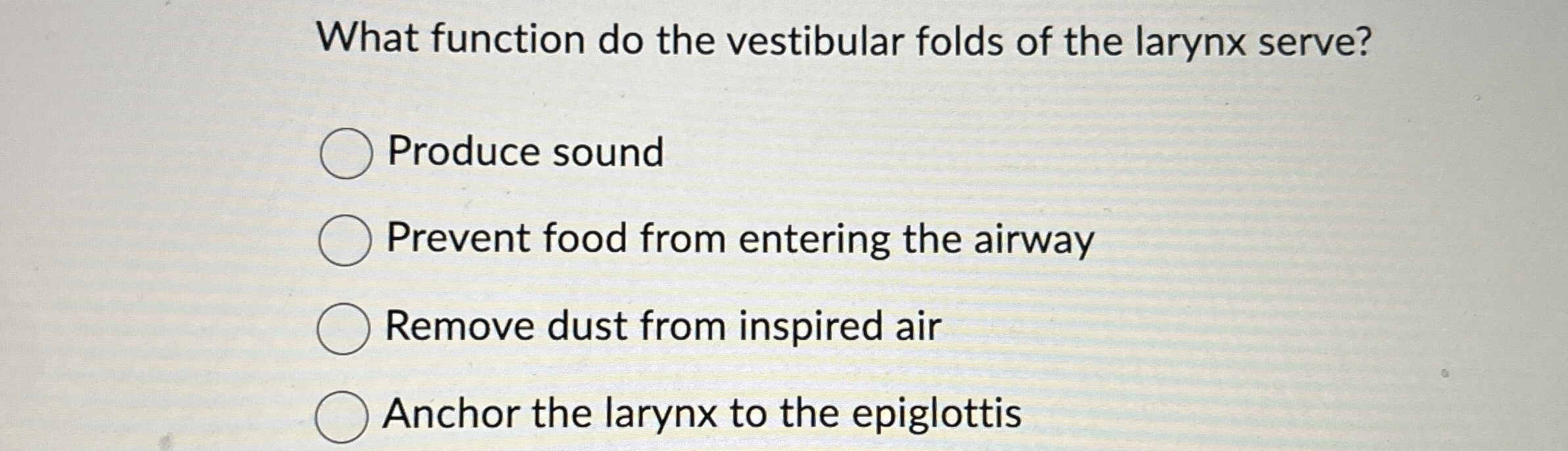 Solved What function do the vestibular folds of the larynx | Chegg.com