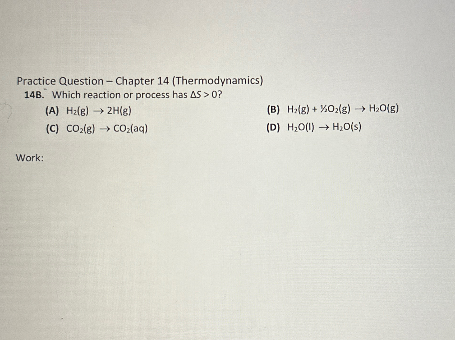 Solved Practice Question - ﻿Chapter 14 (Thermodynamics)14B. | Chegg.com